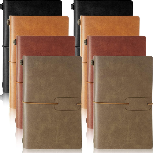 8 Pack Vintage Travel Notebooks PU Leather Lined Journals Retro ...