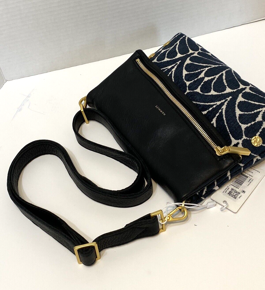Hammitt VIP Medium Fold Over Navy Tapestry Leather Crossbody Bag NEW ...