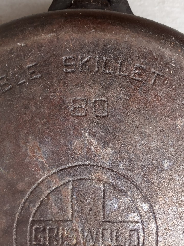 Griswold Cast Iron #80 Deep Double Skillet with Hinged Lid No Wobble ...