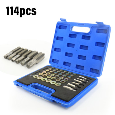 114PC Oil Pan Thread Sump Repair Kit Gearbox Drain Plug Tool Set M13 ...
