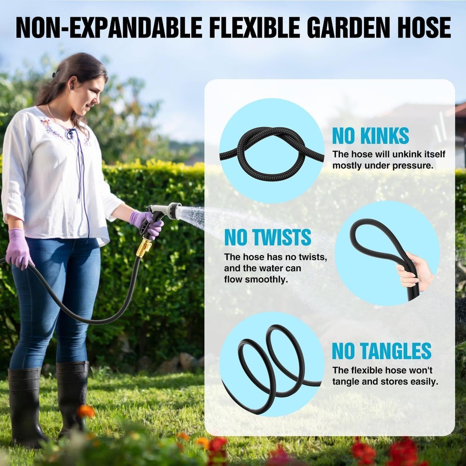 Expandable Garden Hose Flexible 100 Foot Leak-Resistant with 40 Layers ...