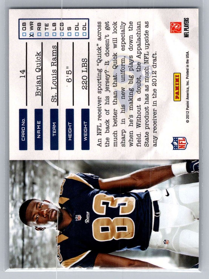 2012 Panini Prestige #14 Brian Quick NFL Draft Tickets | eBay