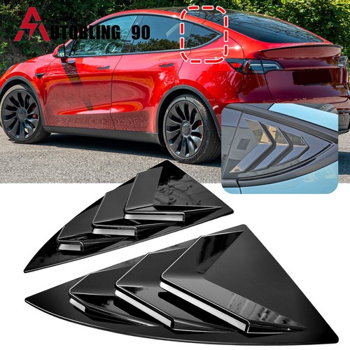 For Tesla Model Y 2019-2023 Gloss Black Rear Side Vent Window Scoop ...