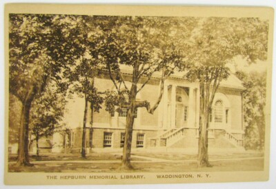 ANTIQUE 1907 POSTCARD - HEPBURN MEMORIAL LIBRARY WADDINGTON N.Y. | eBay