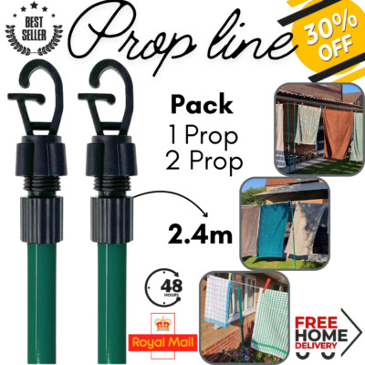 Extendable Prop Line Heavy Duty Clothes Washing Pole 2.4m Outdoor Line ...