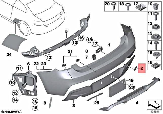 Genuine BMW M2 F87 Competition Coupe Flap Towing Eye Primed Rear ...