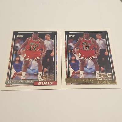 1992-93 Topps Corey Williams 2 X RC cards Base & Gold - Chicago Bulls ...