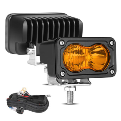 2X 3" Amber LED Work Light Cube Pods Spot Flood Driving Fog Lamp ...