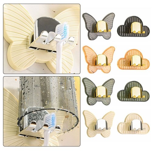 Plastic Mouthwash Cup Holder Wall Mounted Mouthwash Cup Rack Toothbrush ...