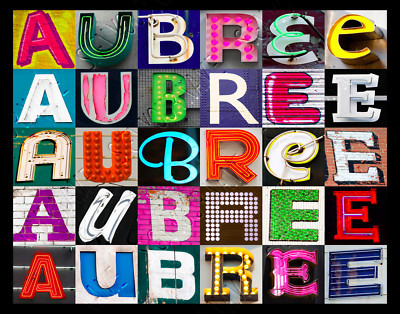 AUBREE Name Poster featuring photos of actual sign letters | eBay UK