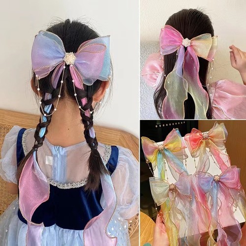 Party Favor Gradient Hair Clips Long Ribbon Tails Secure Comfortable ...