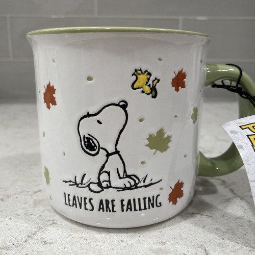 LEAVES ARE FALLING Snoopy Peanuts Coffee Mug Green 21oz Thanksgiving ...