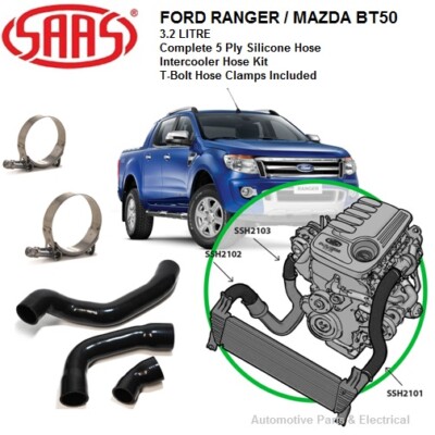 SAAS FORD RANGER 3.2L 5 CYL INTERCOOLER HOT & COLD SIDE SILICONE PIPE ...