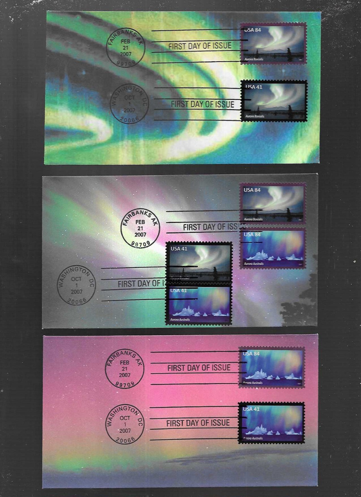US FDC FIRST DAY COVERS POLAR LIGHTS 2007 COMBO LOT OF 3 | eBay