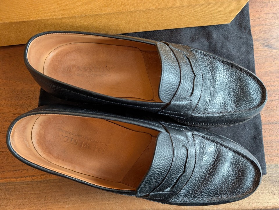 J.M. Weston 180 Grained Men's Loafer in Black (Size 8C, approx 9 / 9.5 ...