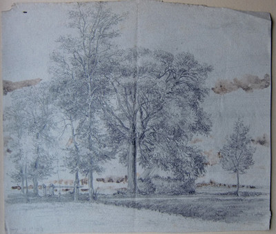 Der Schlagbaum bei Villleroy 1858 feine Zeichnung | eBay.de