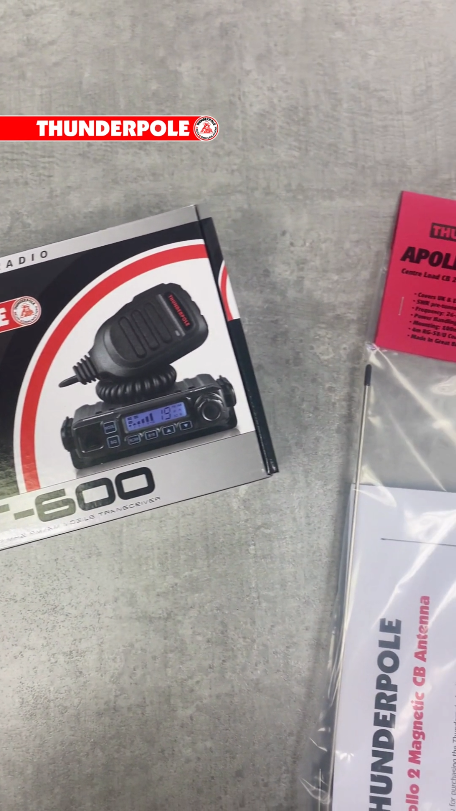 Thunderpole T-600 + Apollo Mag Kit | 12v AM/FM CB Radio & Antenna Pack ...