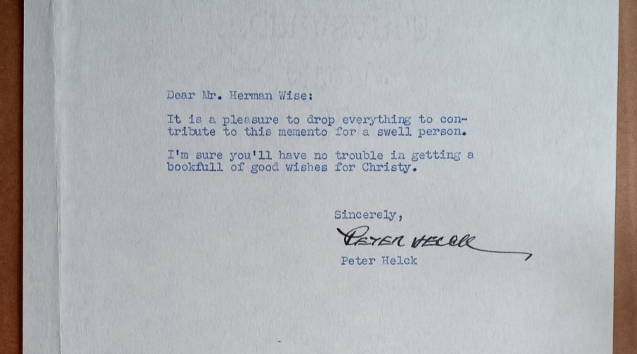 1961 SIGNED LETTER PETER HELCK AUTOCAR ARTIST TO HERMAN WISE SPRINT CAR ...