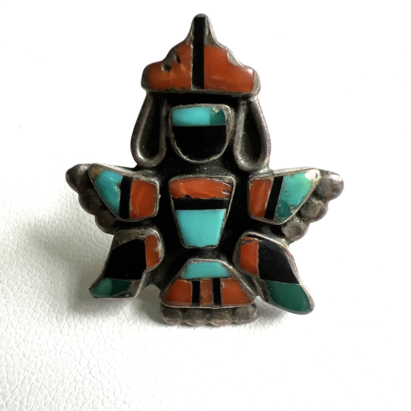Vintage Zuni Knifewing Sterling Silver Inlay Turquois… - Gem