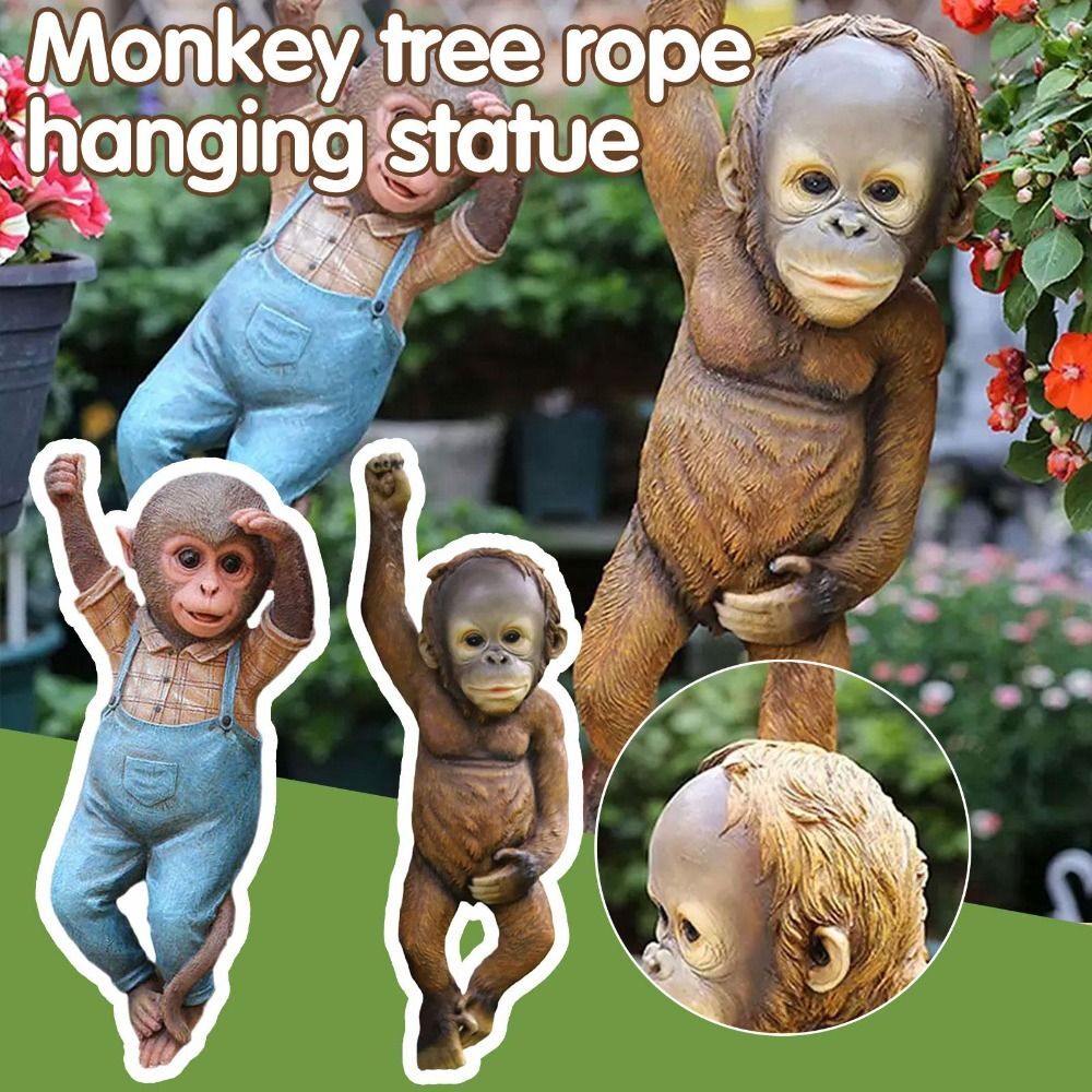Decoration Animal Sculpture Climbing Monkey Hanging Statue Sling ...