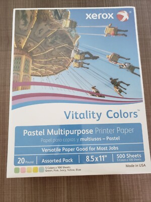 Xerox Vitality Colors Multipurpose Printer Paper Letter Paper Size 20 ...