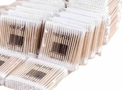 3-Packs of 100 Pcs Swabs Cotton 2 -Tipped Stick Applicator Both Side ...