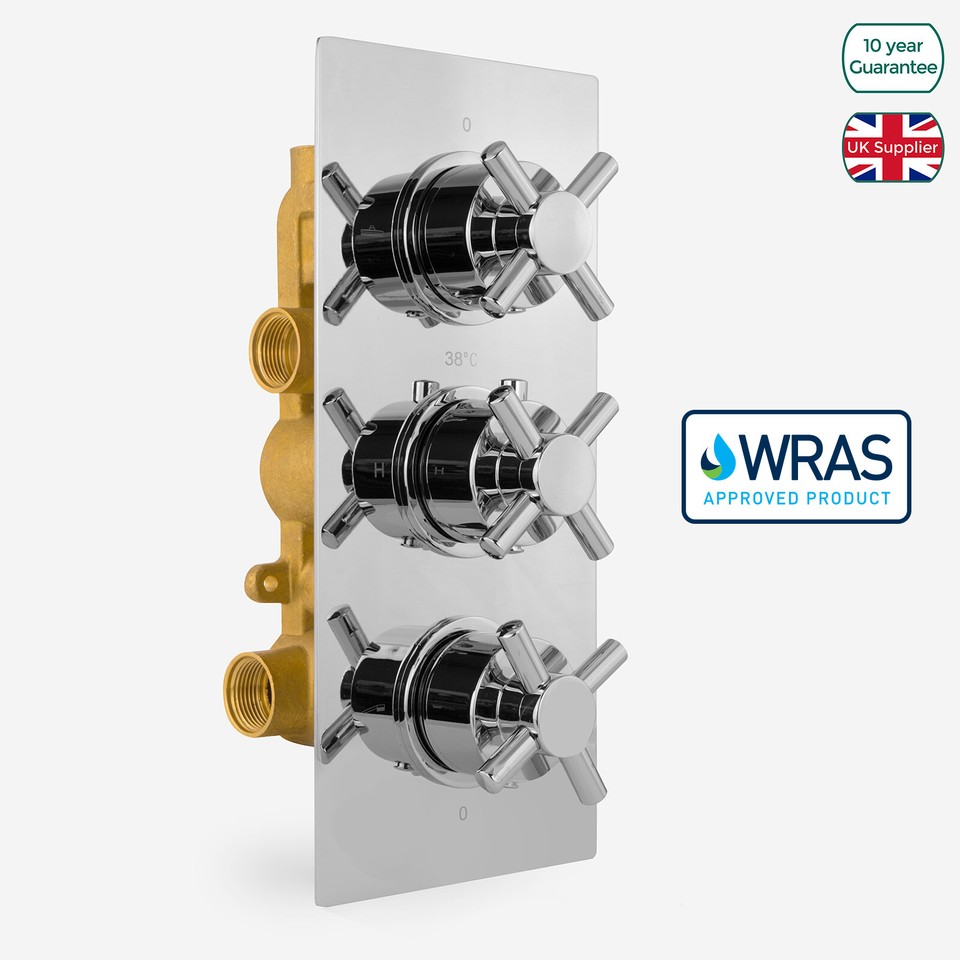 Concealed Thermostatic Shower Mixer Valve 1 / 2 / 3 Way Outlet Chrome ...