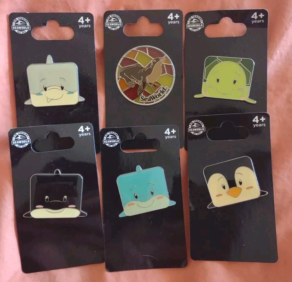 SeaWorld Trading Pins Lot Of 6 Whale Dolphin Turtle Shark Sea Lion ...