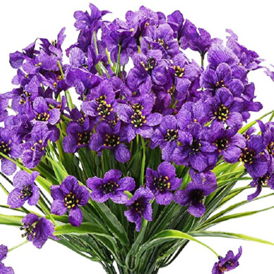 6 Bundles Artificial Flowers Outdoor UV Resistant Fake Violet Flowers ...