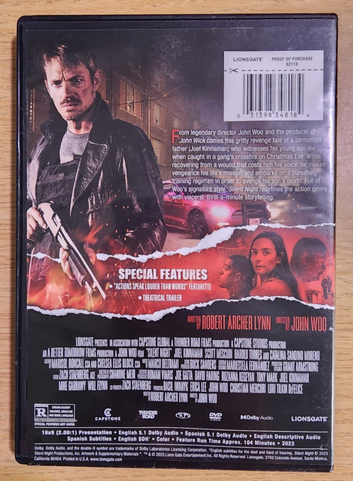 Silent Night (DVD, 2023, Widescreen) Joel Kinnaman, Catalina Sandino ...