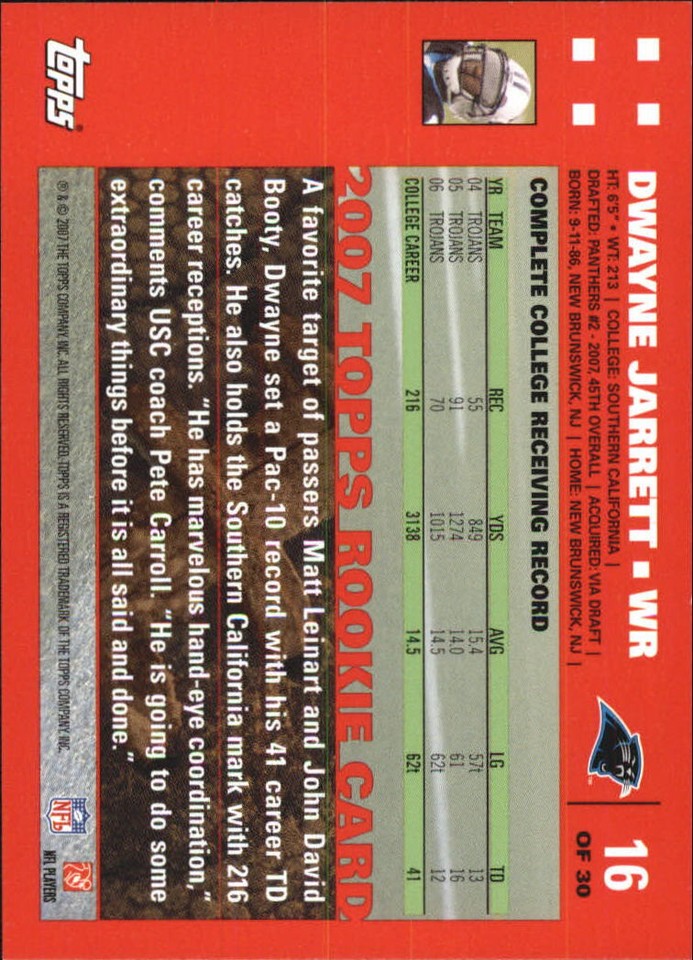 2007 Topps Exclusive Rookies #16 Dwayne Jarrett | eBay