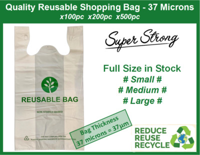 New 100x 200x Reusable 37 Microns Plastic Bags 37µm Singlet Carry ...
