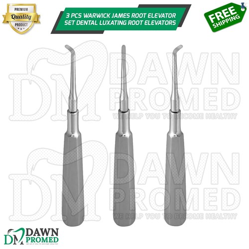 3 Pcs Warwick James Root Elevator Set Dental Luxating Root Elevators ...