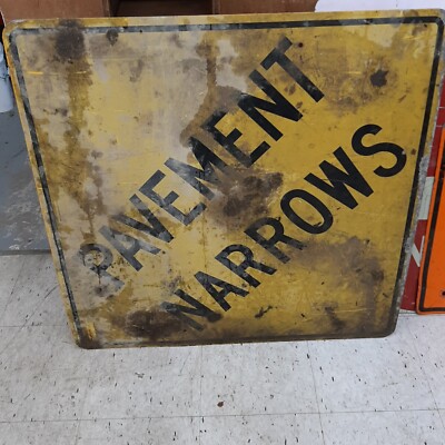 PAVEMENT NARROWS Road Highway Sign Caution Signage 36" x 36" | eBay