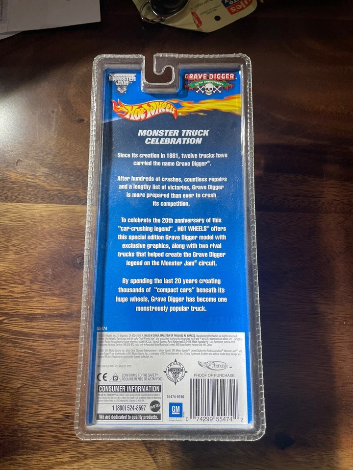 2001 Hot Wheels Monster Jam 20th Ann Grave Digger Airborne Ranger ...