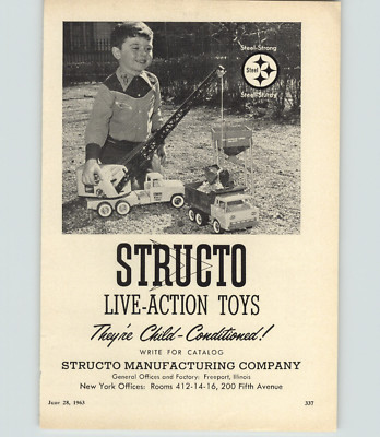 1963 PAPER AD Structo Toys Truck Steel Freeport Illinois Mobile Crane ...
