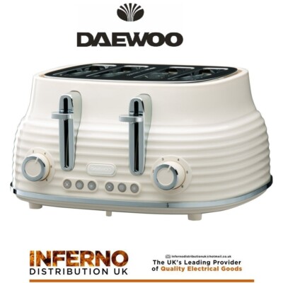 DAEWOO Retro Sienna High Lift Wide-Slots 4 Slice Toaster In High Gloss ...