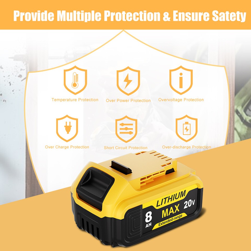 2 Pack For DeWalt 20V 20 Volt Max XR Lithium Ion 8.0AH Battery DCB206-2 ...