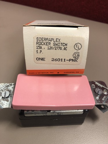 (4) SIERRAPLEX Pass & Seymour PINK #26011 SP Rocker Switches & 4 Plates ...