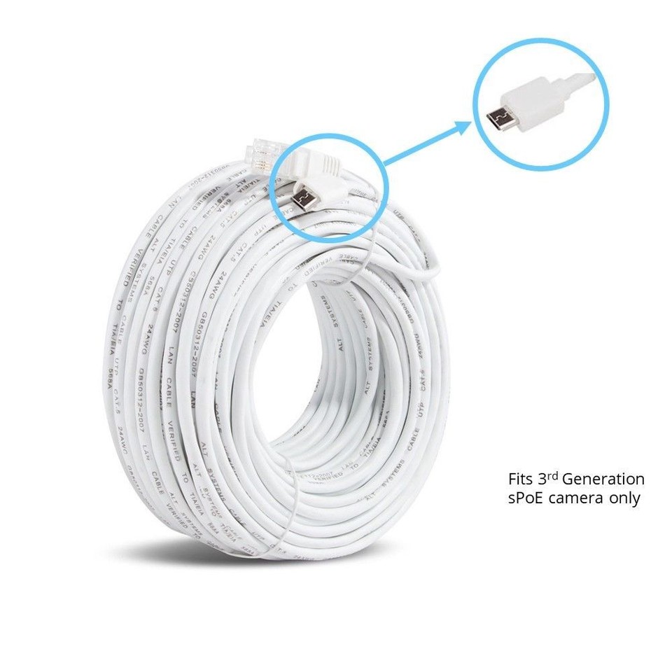 Zmodo Funlux SHO 50ft sPoE NVR MicroUSB Camera Cable 3rd Generation W ...