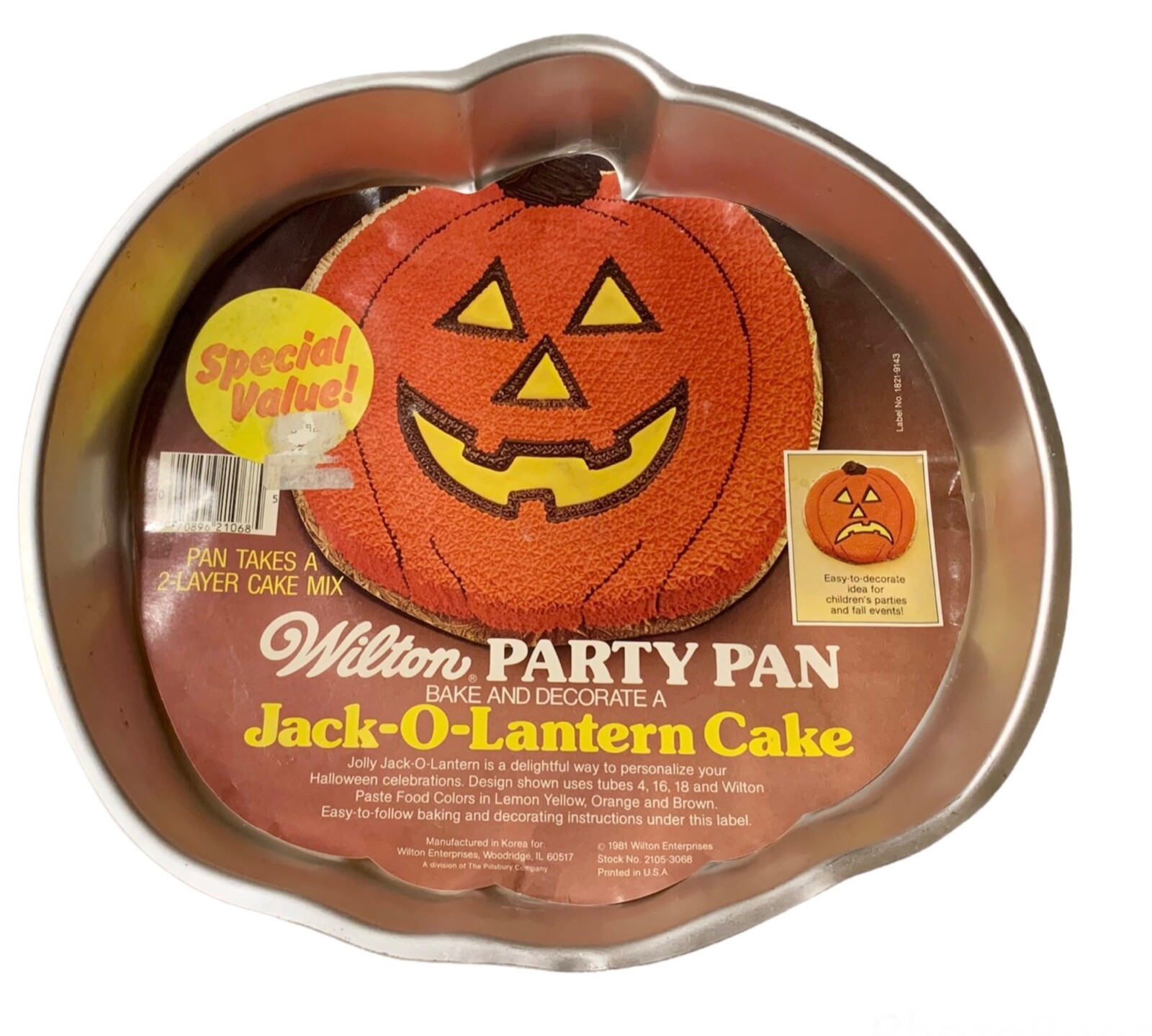 Vintage Wilton Pumpkin Face Cake Pan Mold Jack O Lantern Halloween 1981 ...