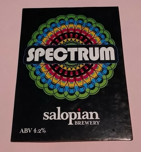 SALOPIAN BREWERY SPECTRUM ALE BEER PUMP HANDLE CLIP BADGE 4.2% ABV ...