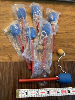 Vintage Toy Balero Catch Ball Wooden LOT 7 Party Favors Cup Tied String ...