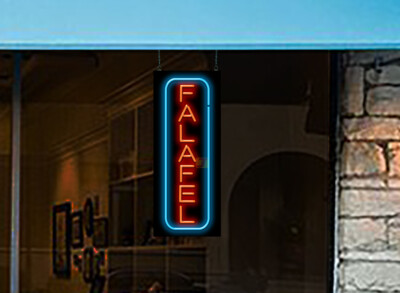 Vertical Falafel Neon Sign REAL Neon Window Sign Hand Bent Glass ...