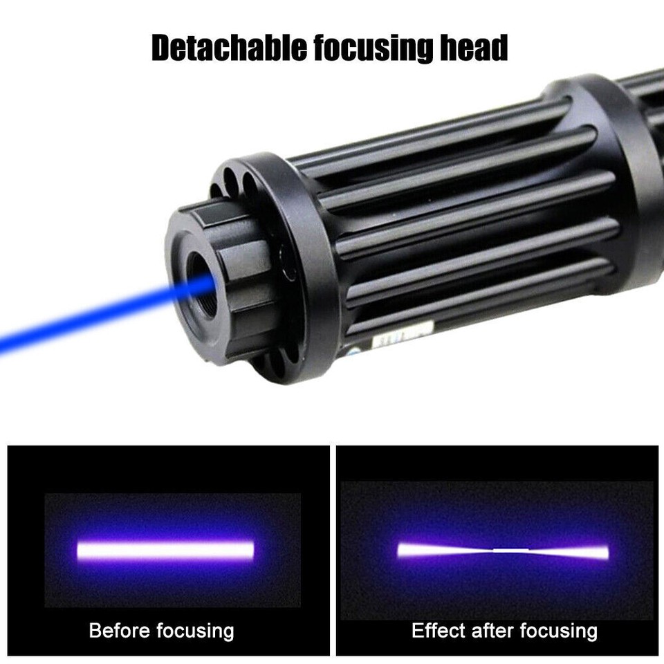 10Watt Adjustable High Power Blue Burning Laser Pointer Visible Dot ...