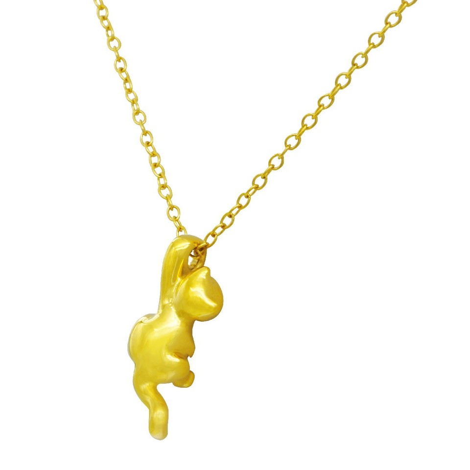 cat necklace 24k gold plated holding cat charm pendant necklace, cat ...