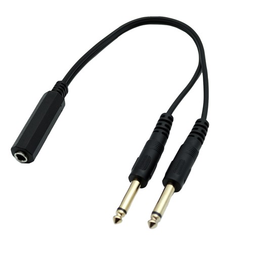 6.35mm 1/4" Stereo Female Plug to Dual 6.35mm 1/4" TS Mono Male Y ...