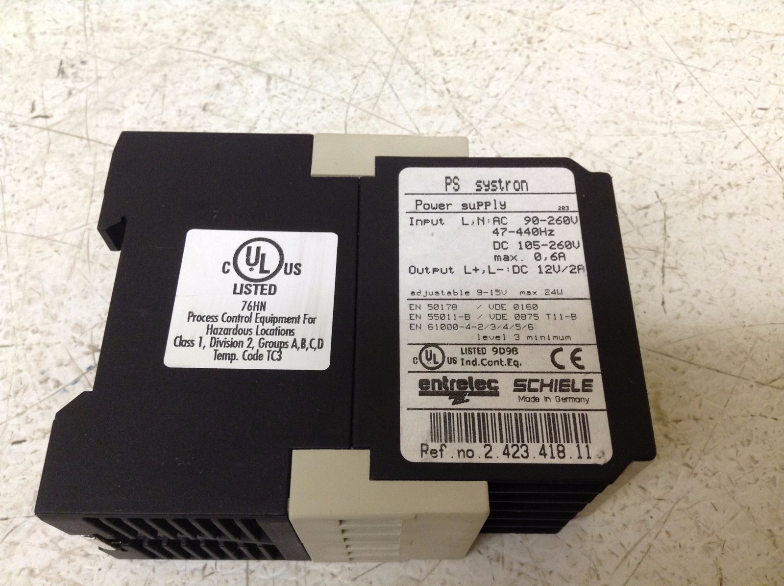 Entrelec Schiele 2.423.418.11 12 VDC 2 Amp Power Supply Systron ...