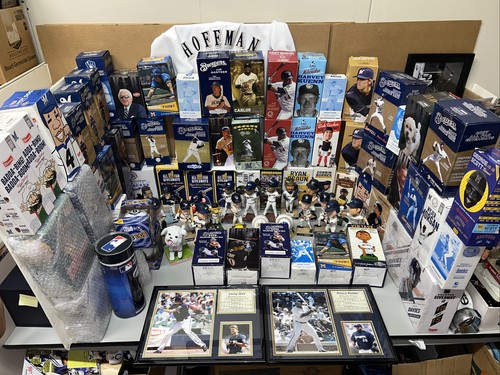 HUGE Milwaukee Brewers Bobblehead Lot Braun Yount Gantner Auto BB ...