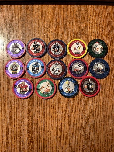(14) 1997 Playoff NFL Chip Shots player poker chips including a couple ...